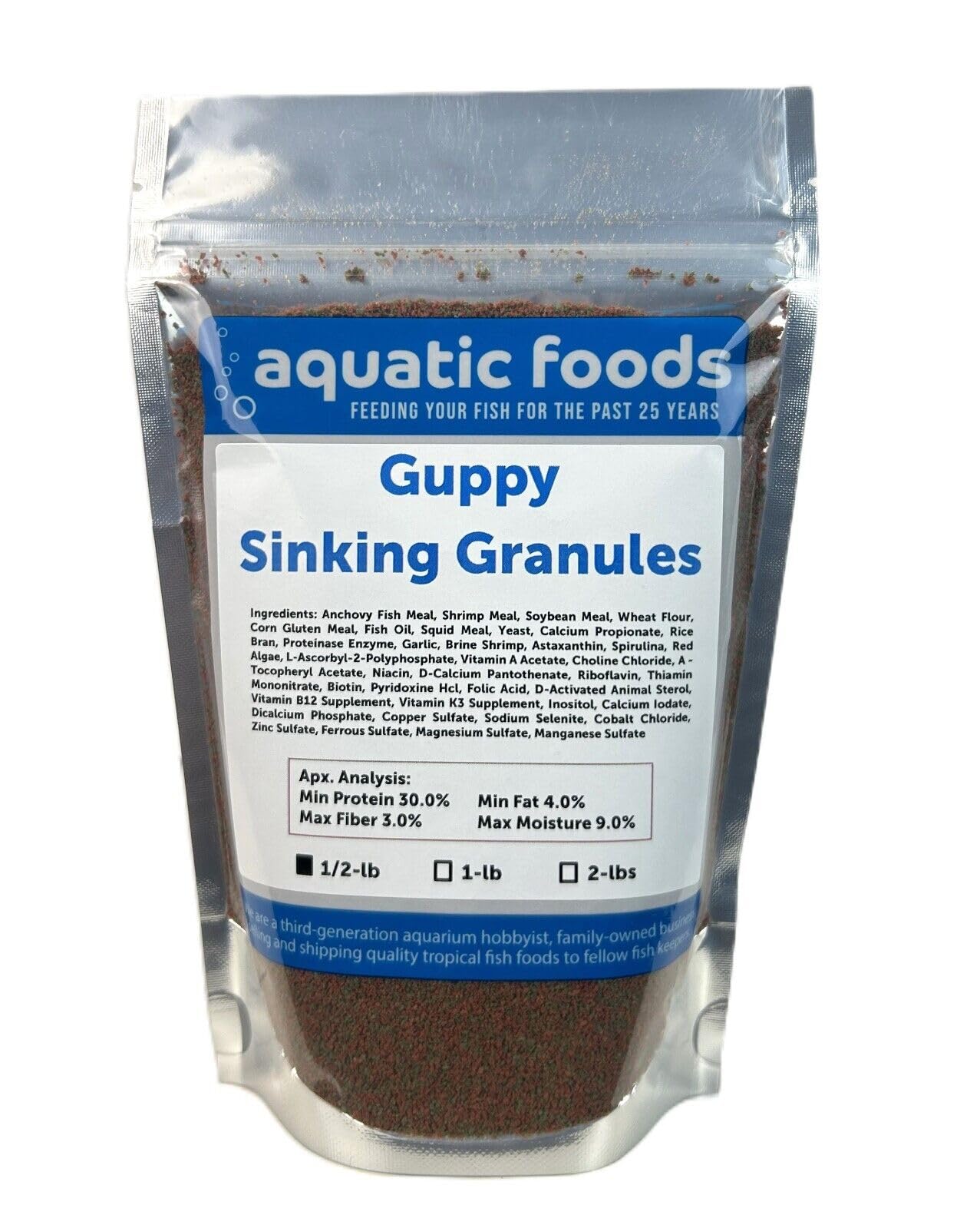Nutritious spirulina granules for aquariums