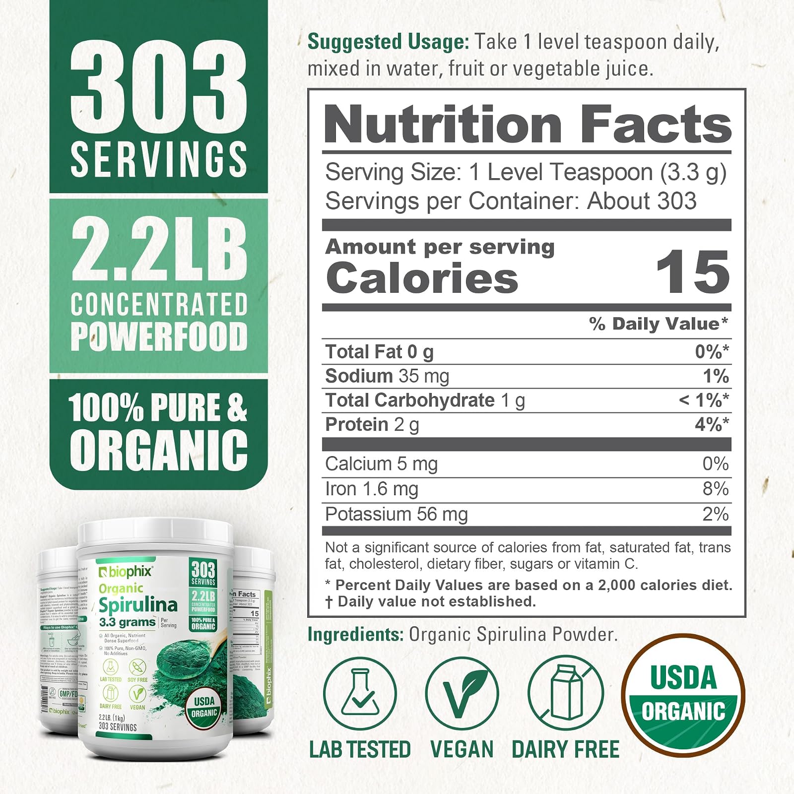 nutritious spirulina powder for health