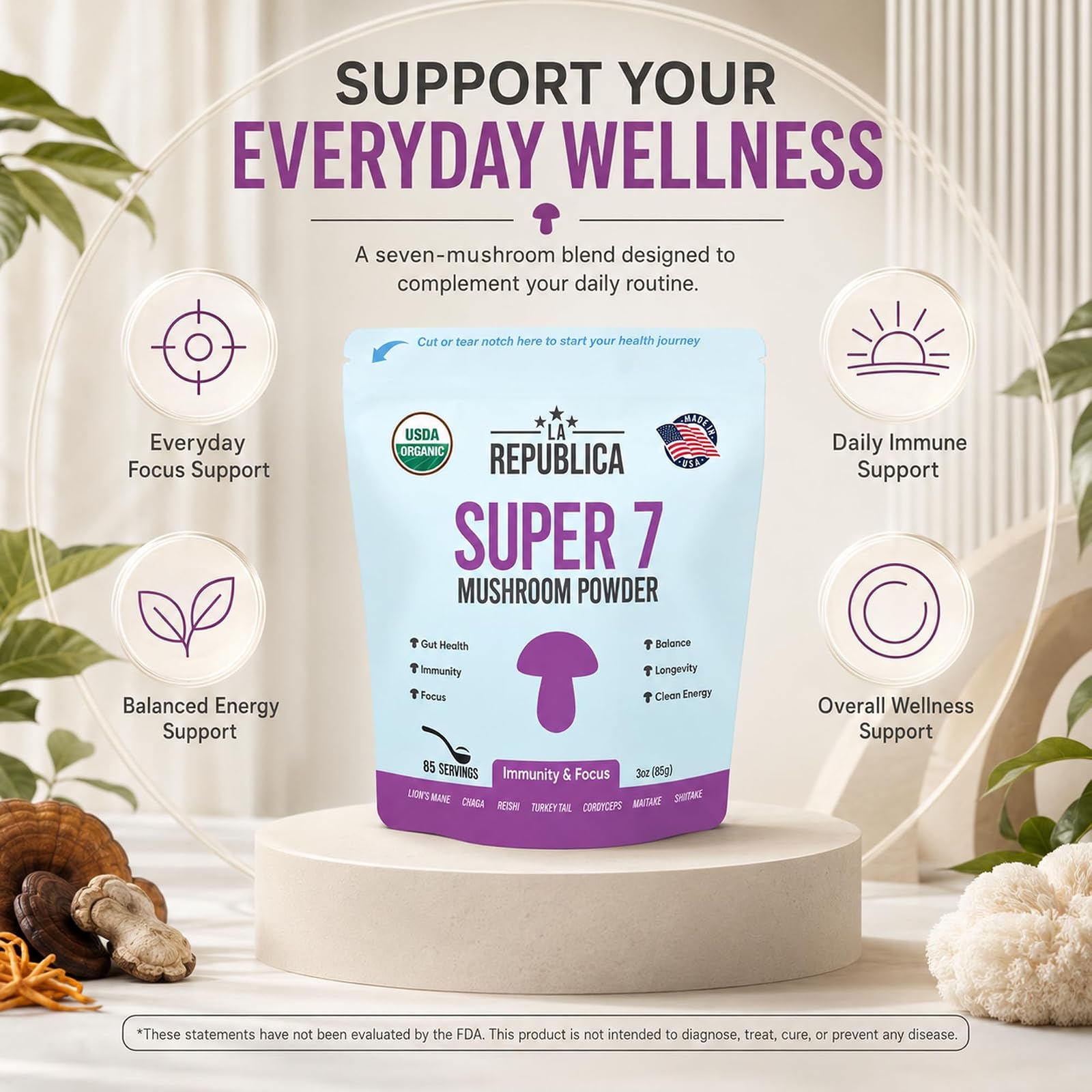 nutritious Super 7 mushroom powder