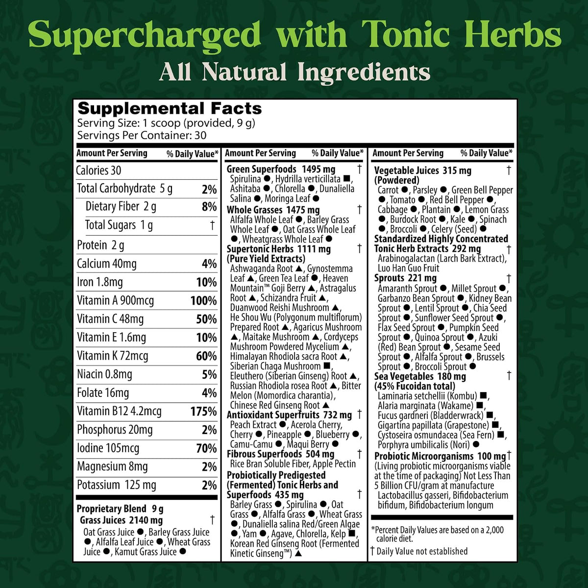 nutritious superfood greens powder blend