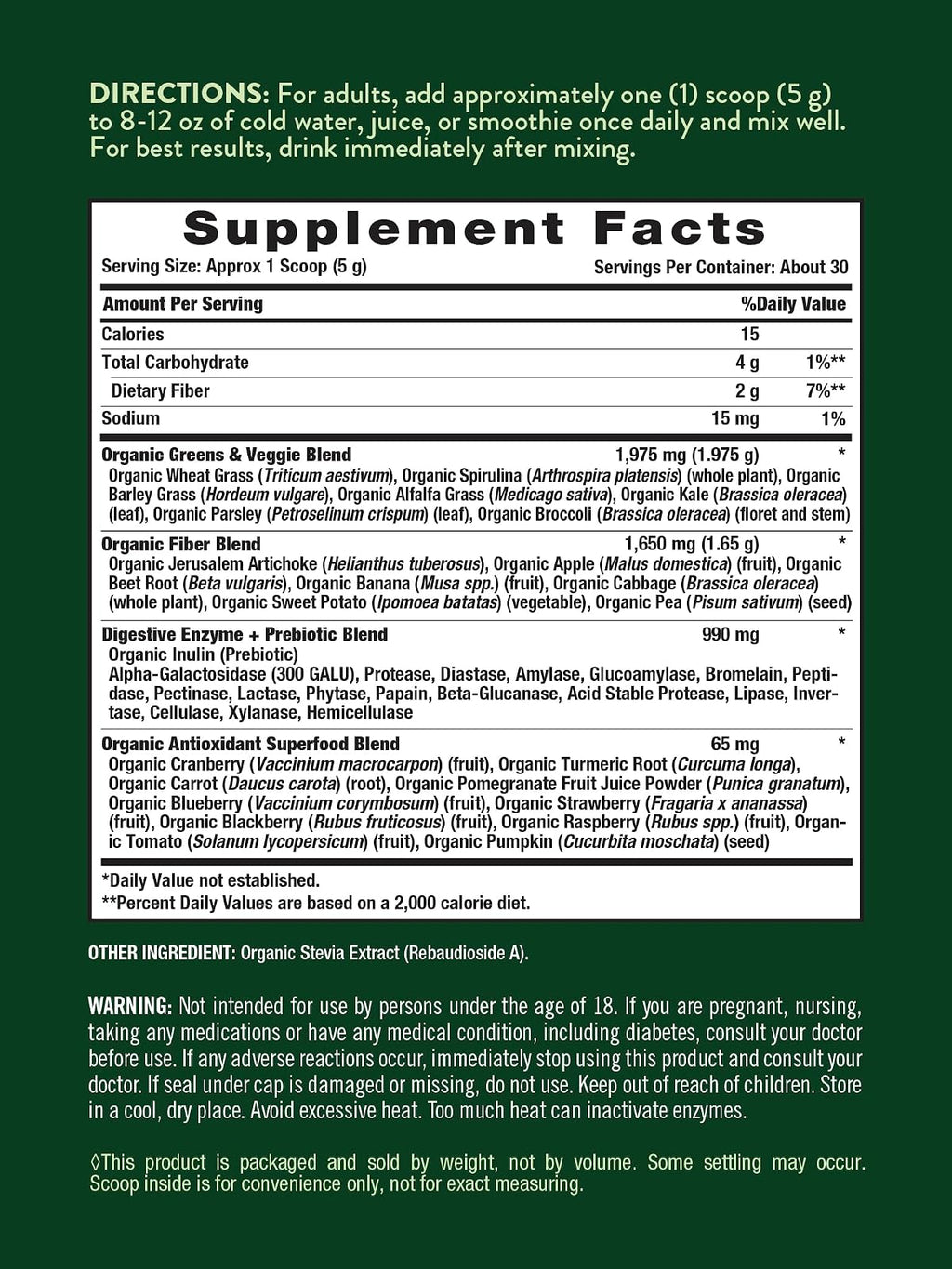 nutritious superfoods greens powder mix