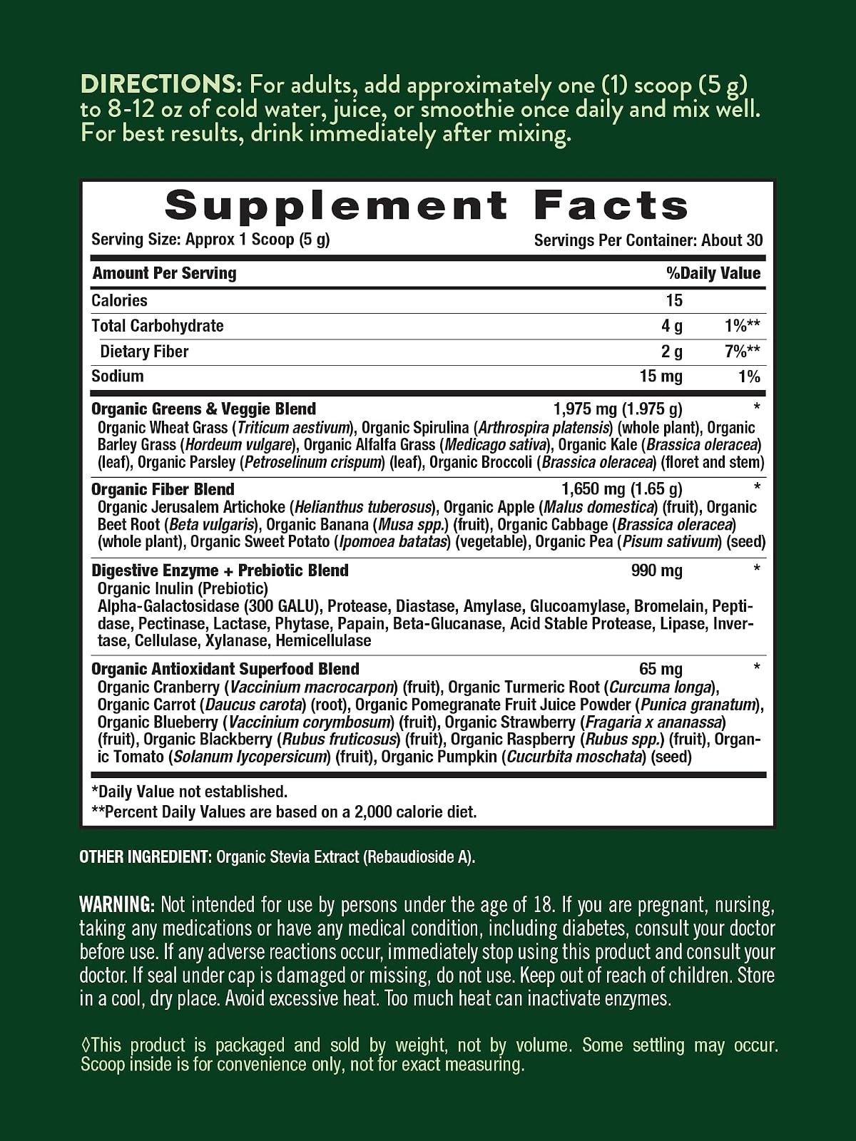 nutritious superfoods greens powder mix