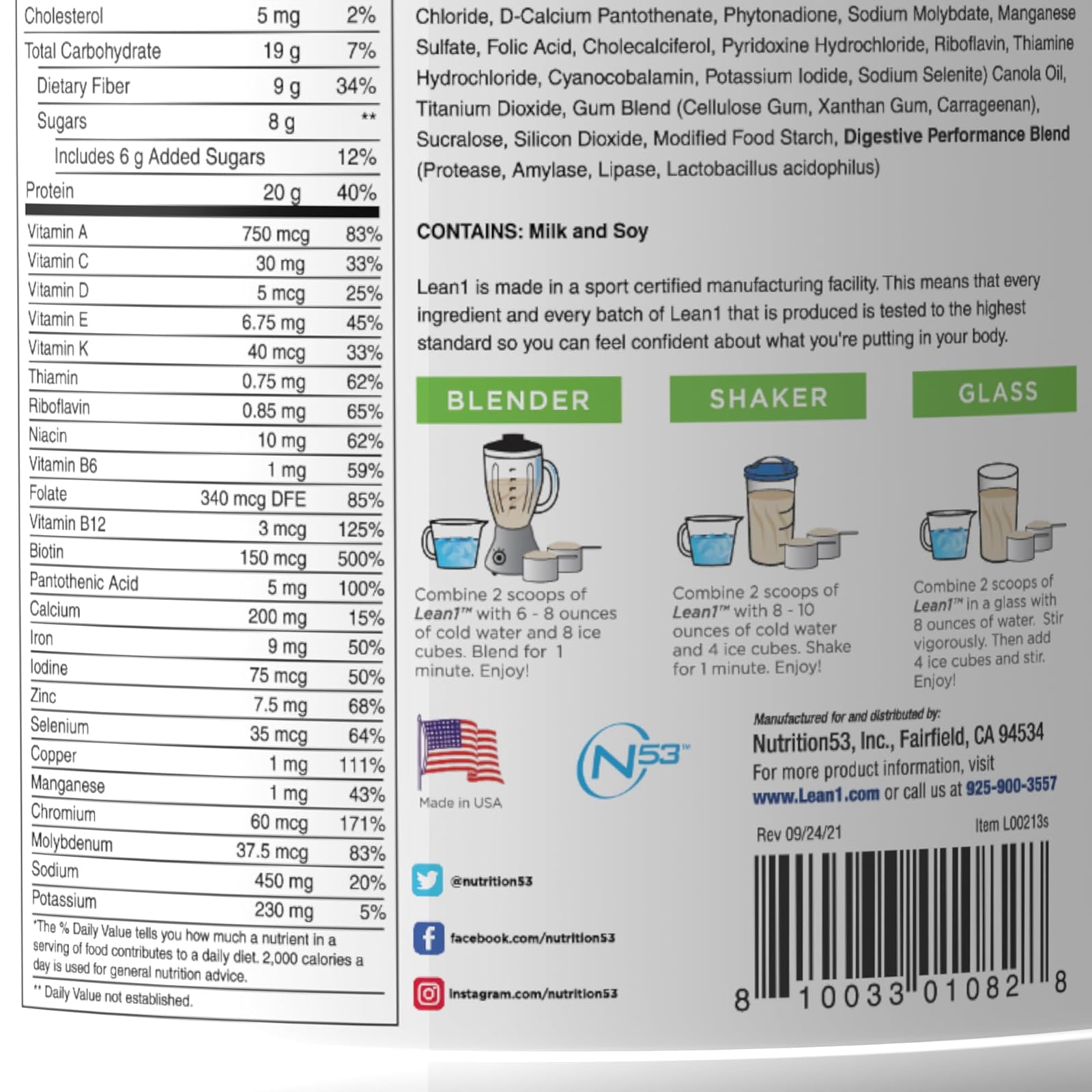 nutritious vanilla protein drink