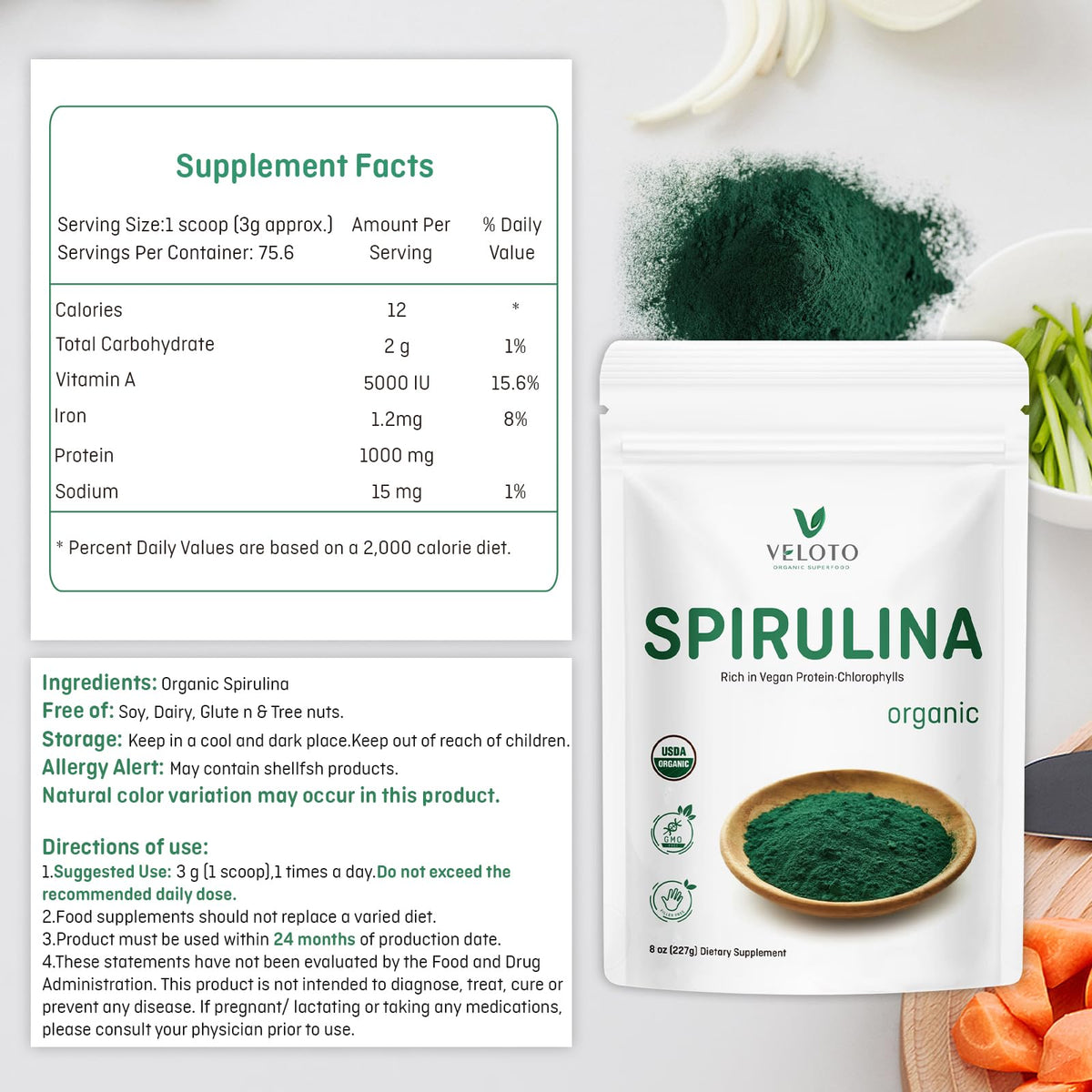 nutritious VELOTO spirulina for smoothies