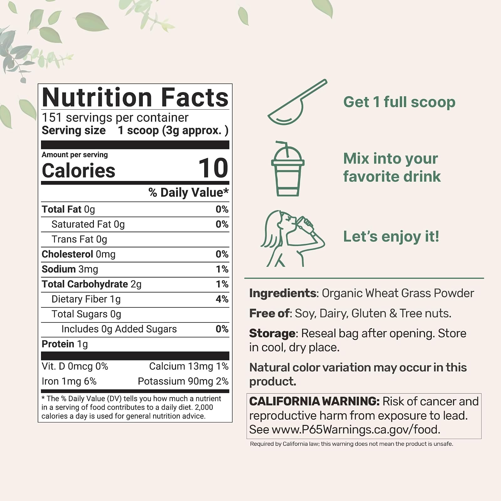 nutritious wheatgrass powder for detox