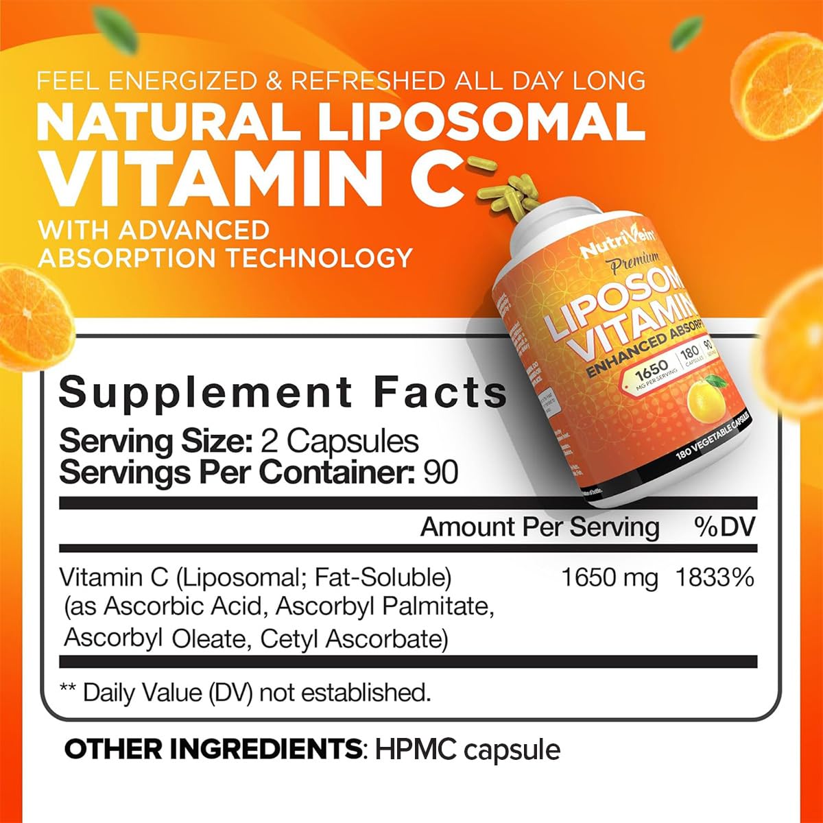 nutrivein vitamin c capsules 1650mg