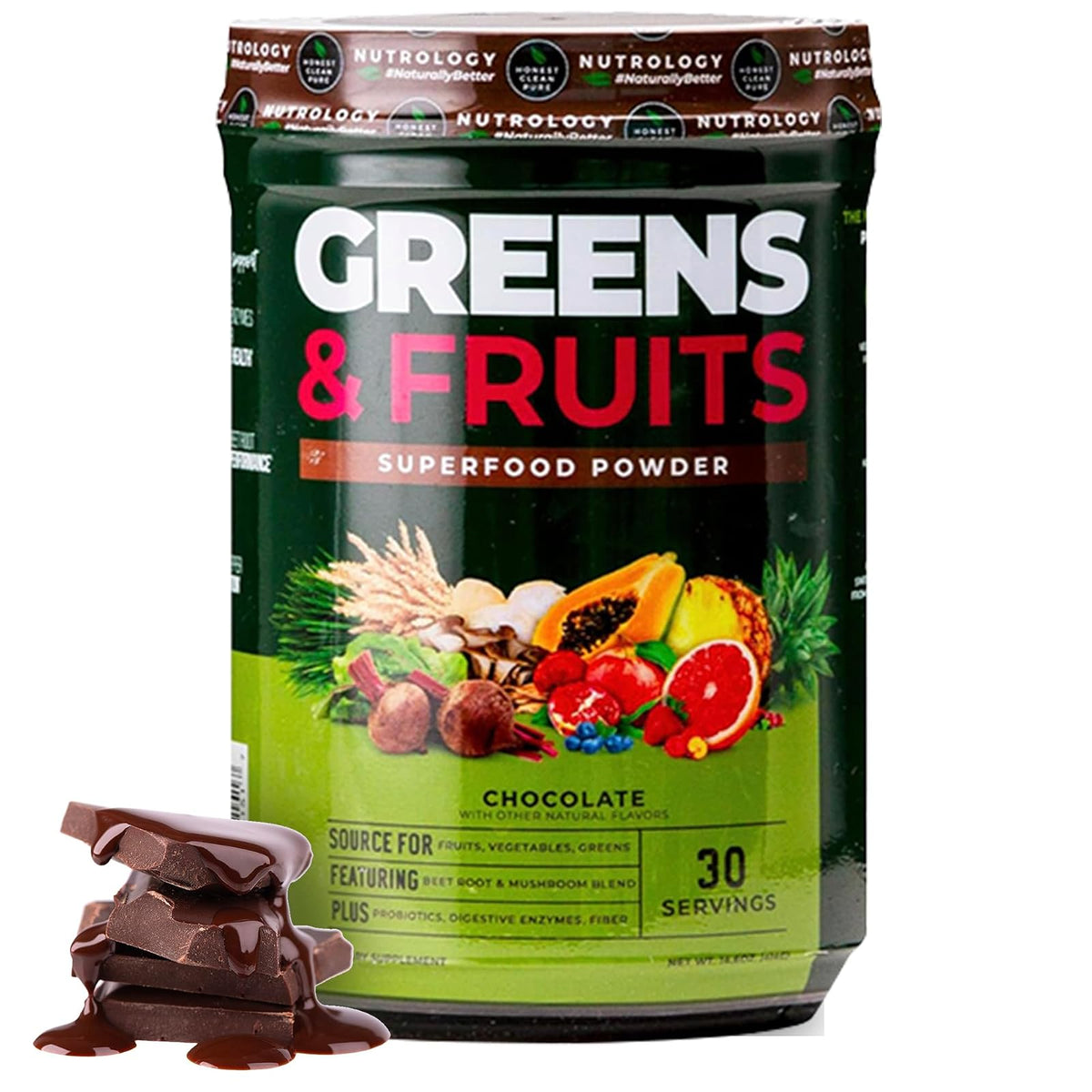 Nutrology Greens & Fruits Powder chocolate flavour