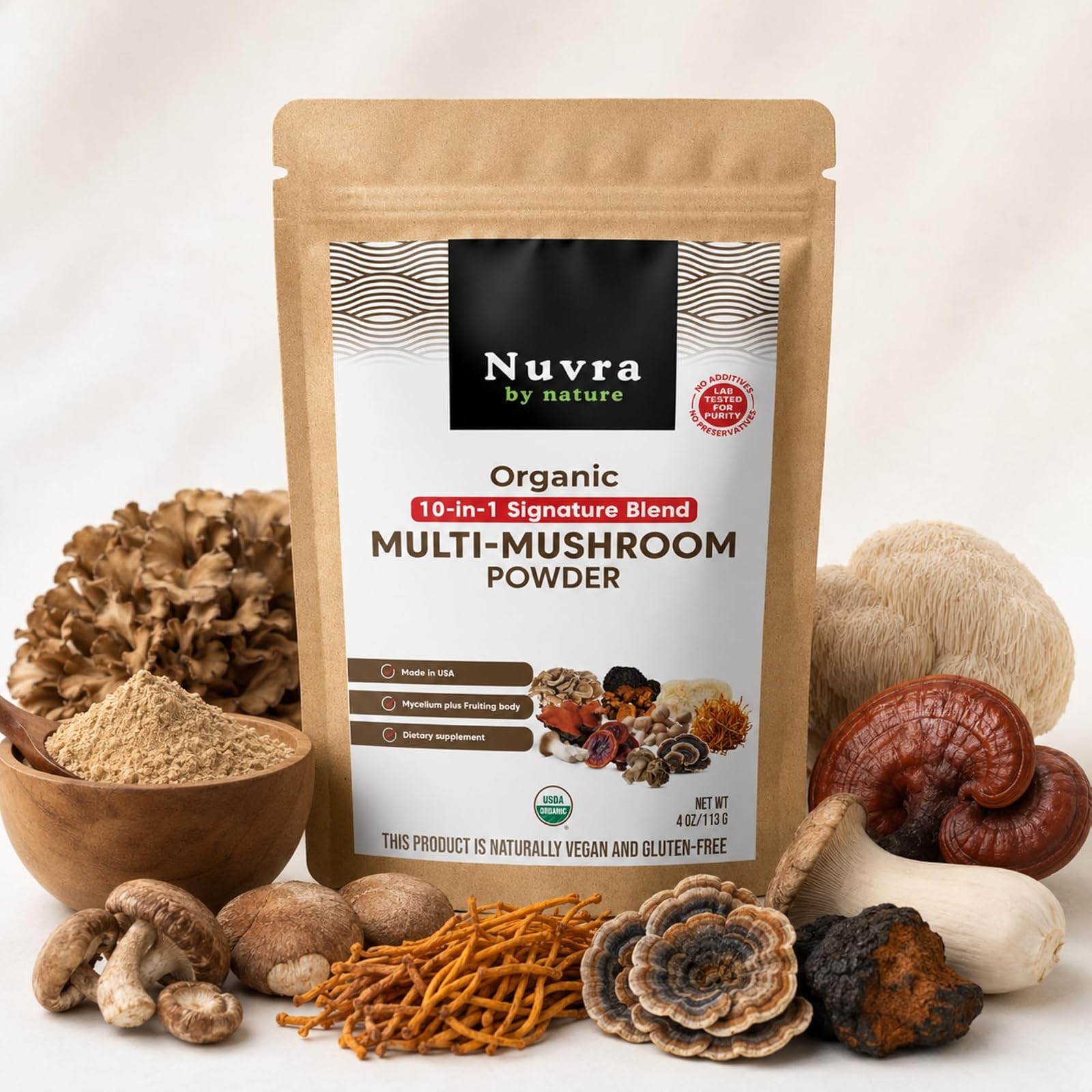 Nuvra mushroom blend for vitality