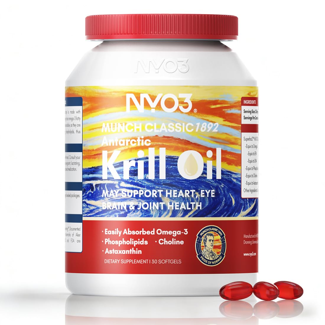 NYO3 krill oil softgels for heart health
