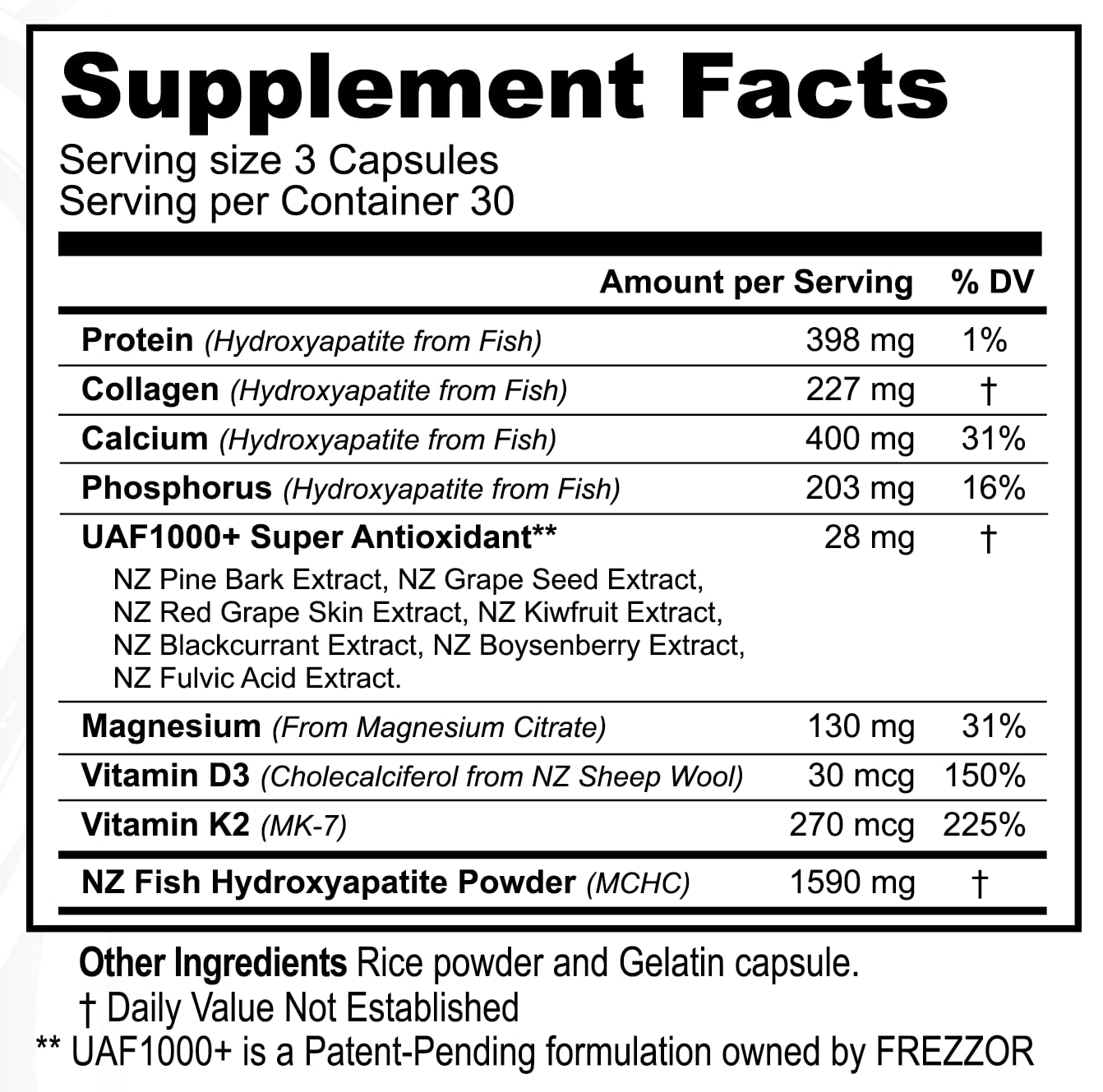 NZ made calcium capsules for density