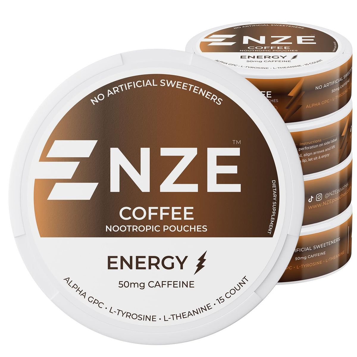 NZE caffeine nootropic pouches for energy