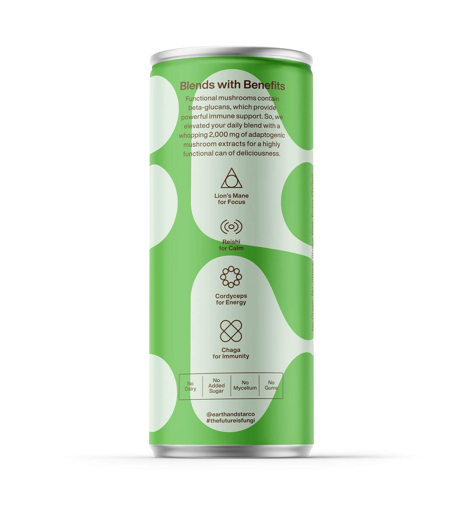 oat milk matcha drink with mushrooms