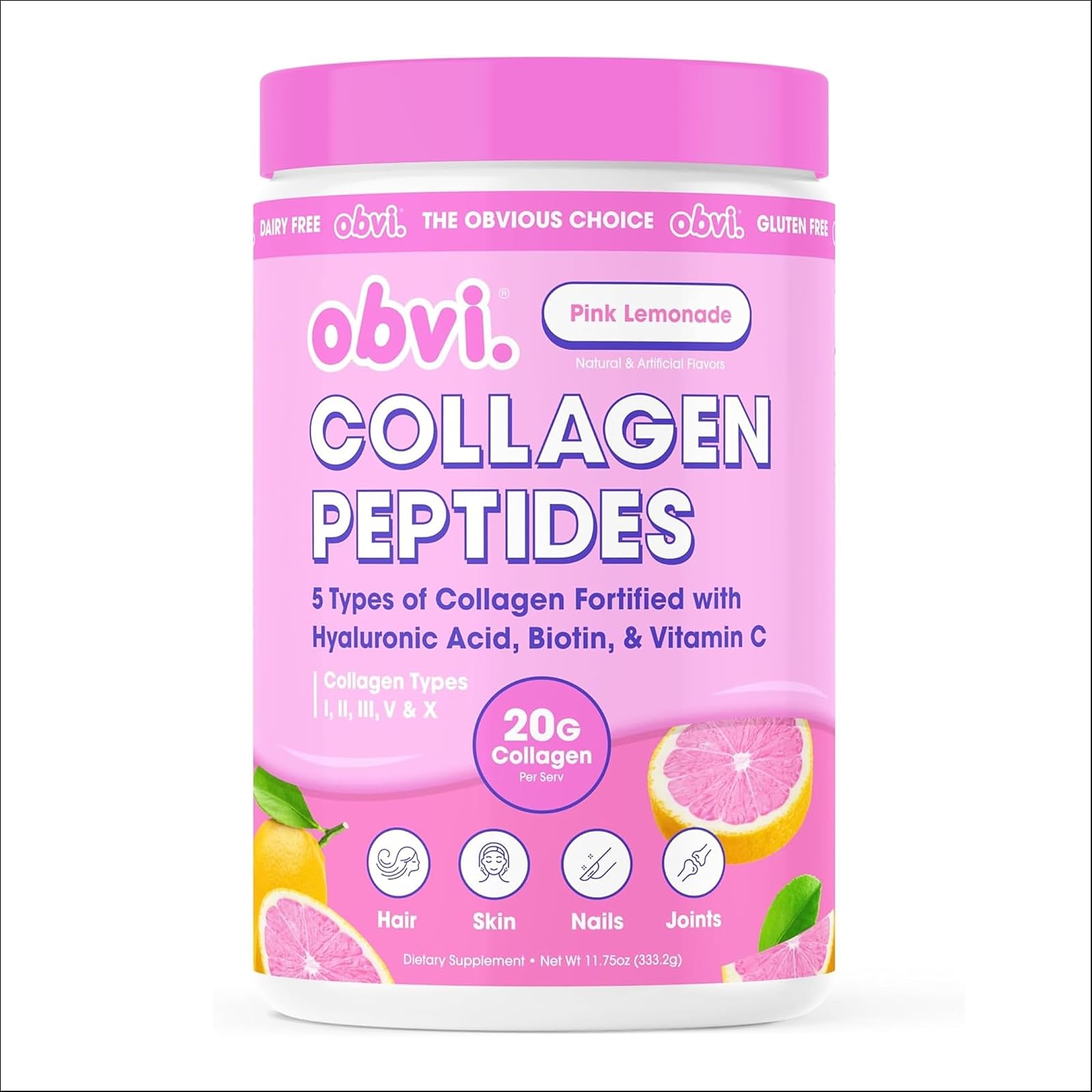 Obvi collagen peptides pink lemonade