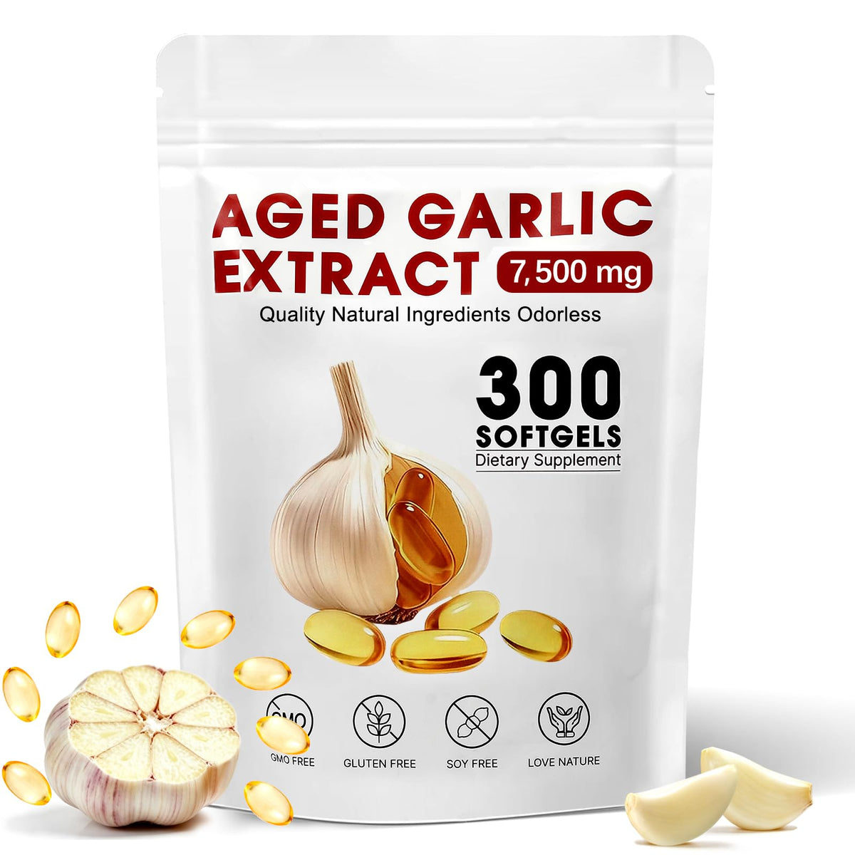 Odorless garlic extract softgels