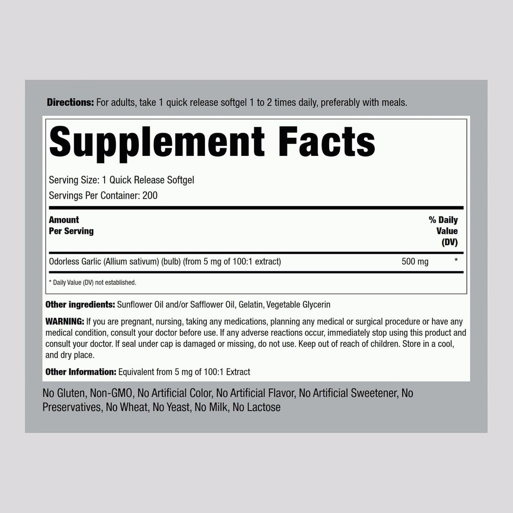 Odorless garlic supplement for wellness