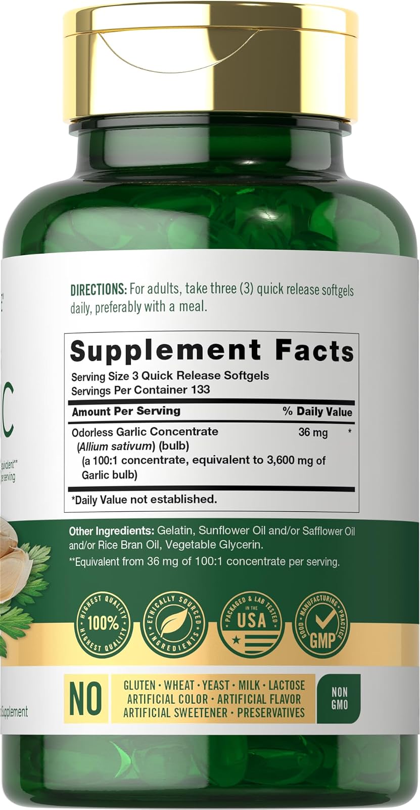 Odorless garlic supplement for wellness