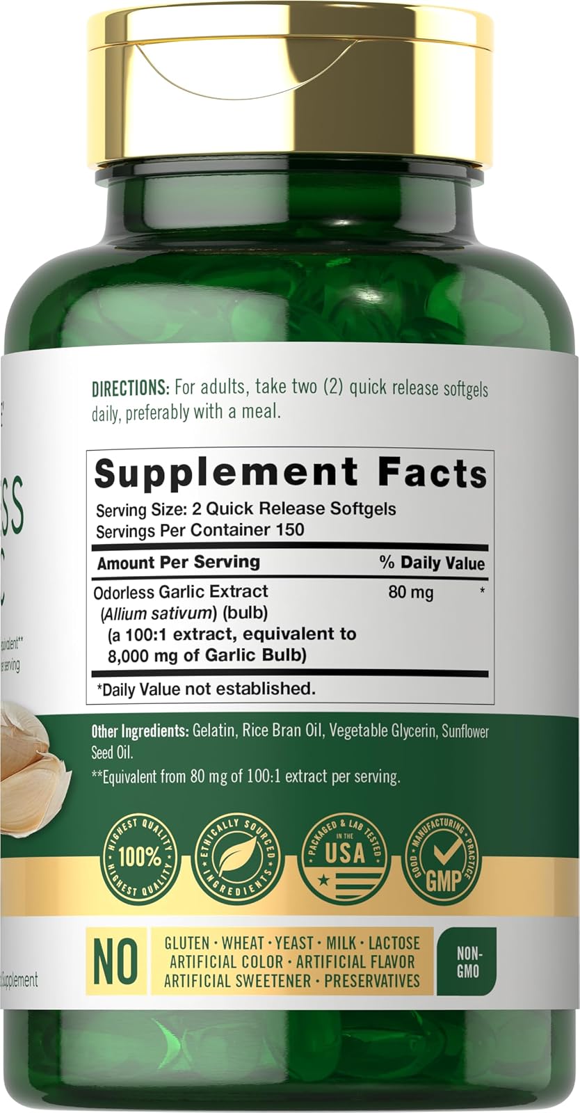 Odorless garlic supplement for wellness