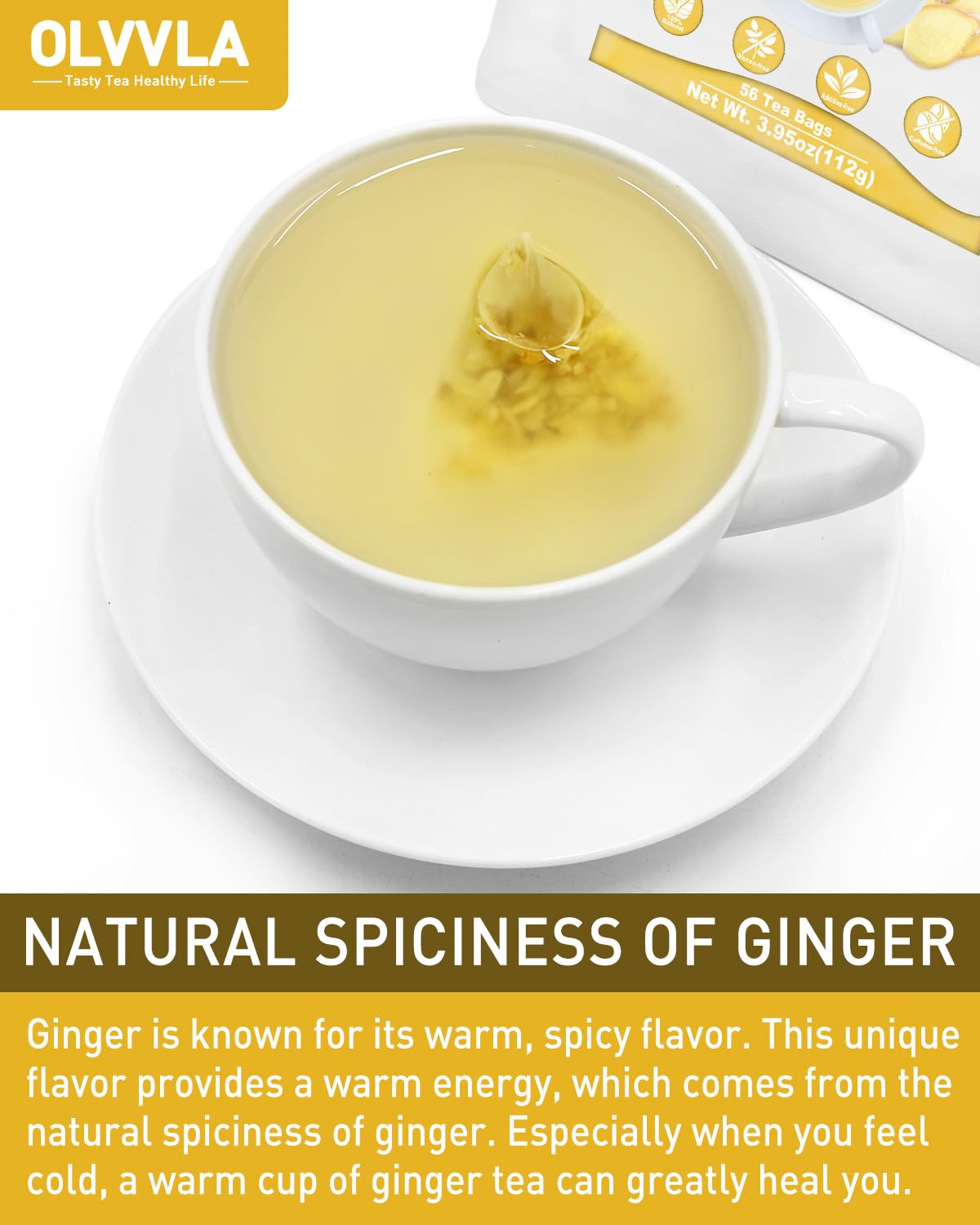 Olvvla ginger tea bags for cold relief