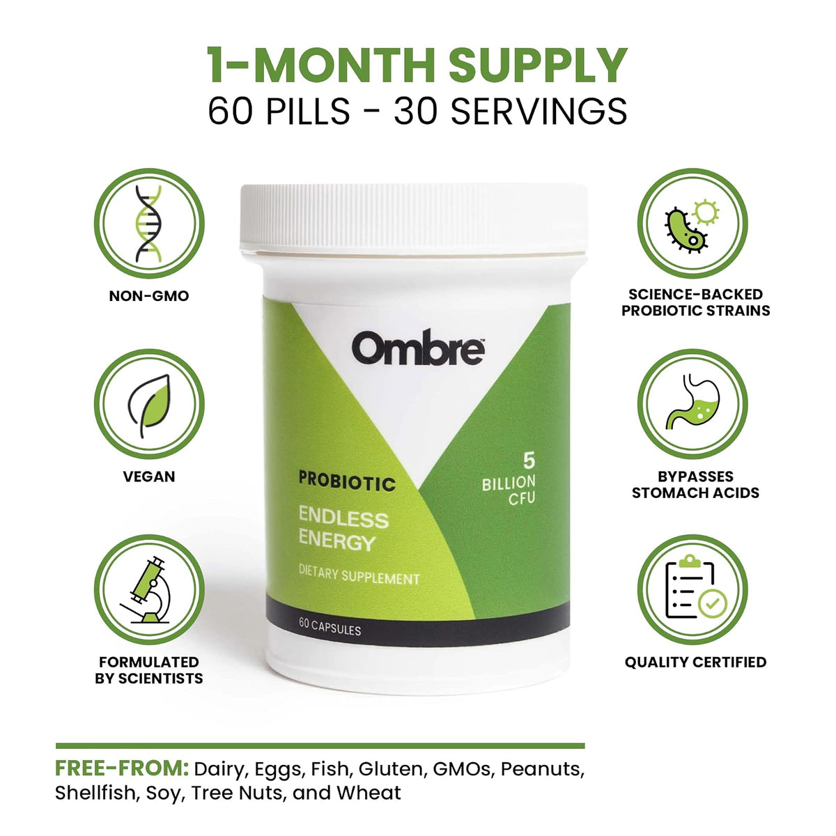 Ombre probiotics for digestive support