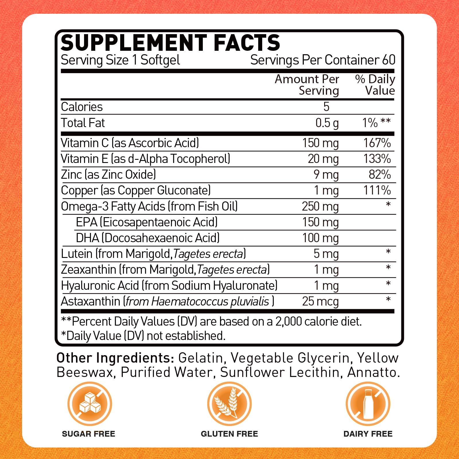 Omega 3 and lutein softgels