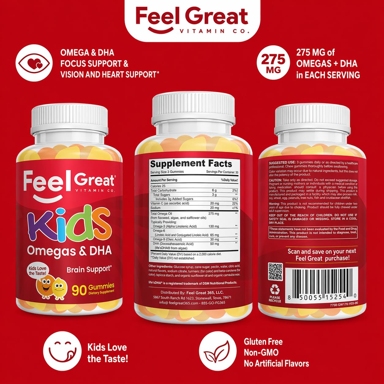 Omega 3 DHA kids gummies for better focus