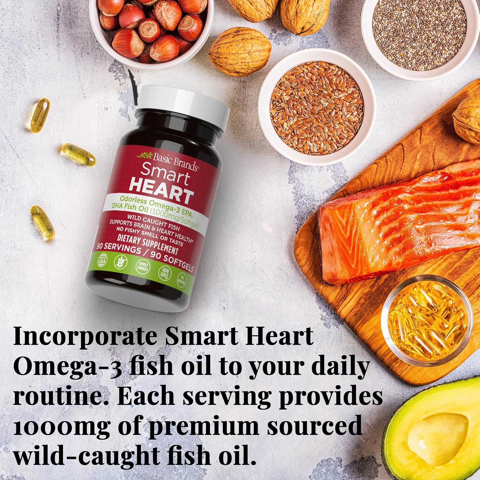 Omega-3 fish oil for daily wellness