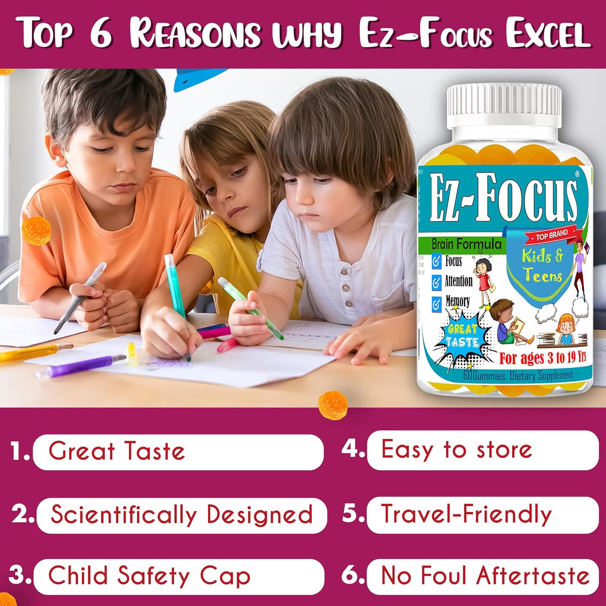 Omega-3 gummies for kids' overall wellness