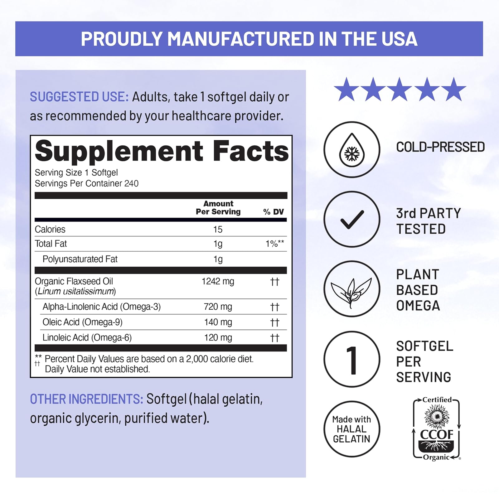 omega-3 rich flaxseed oil supplement