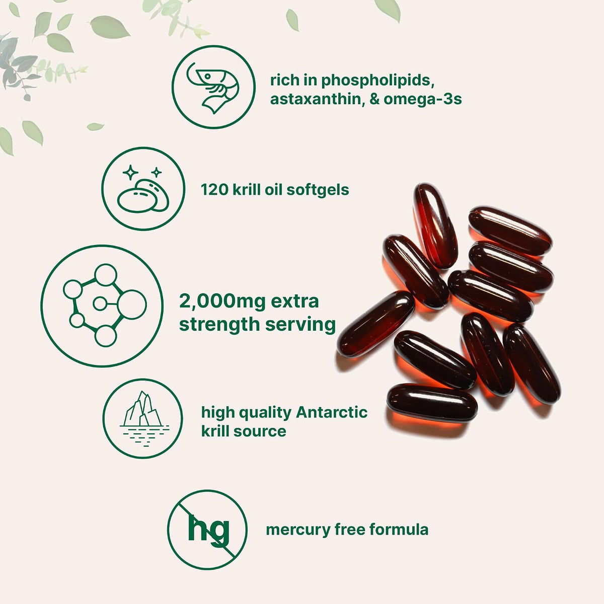 omega-3 rich krill oil softgels