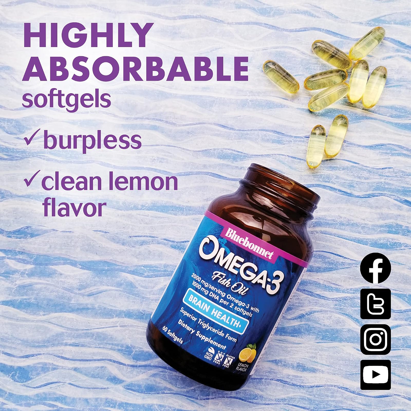 Omega 3 softgels for cognitive support