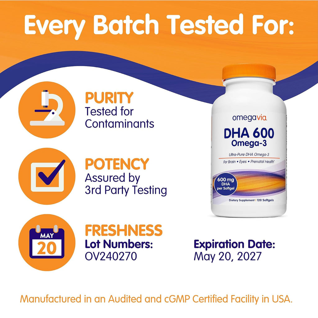 OmegaVia DHA softgels for daily nutrition