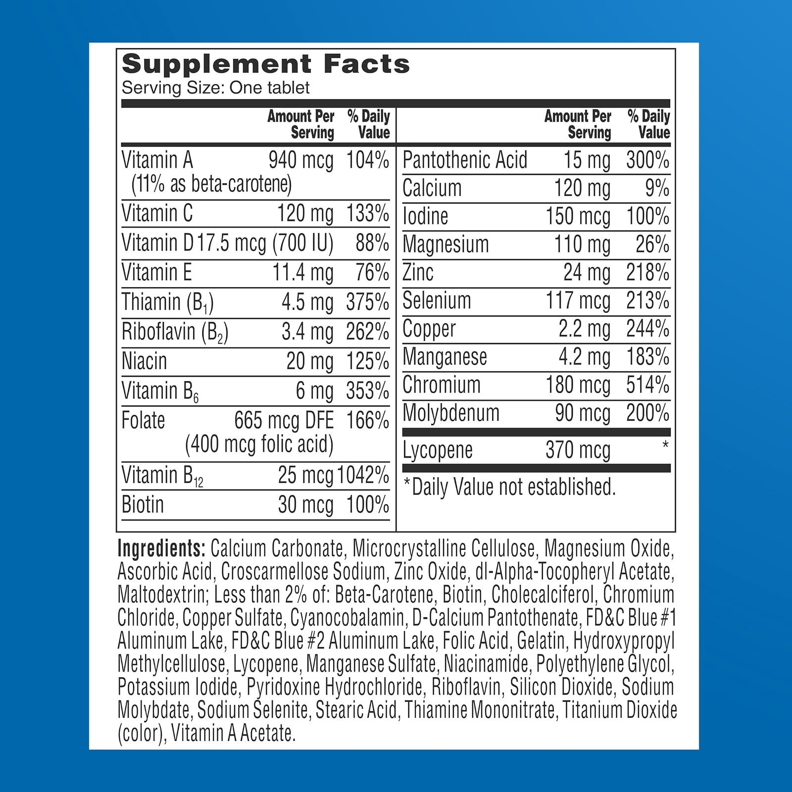 One A Day multivitamin for vitality