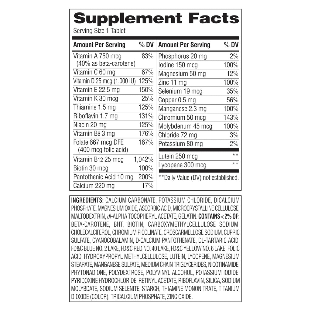 One daily multivitamin for mature adults
