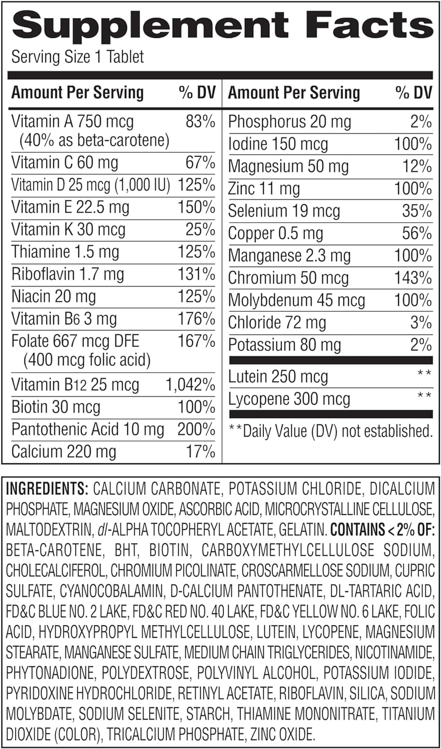 One daily multivitamin for mature adults