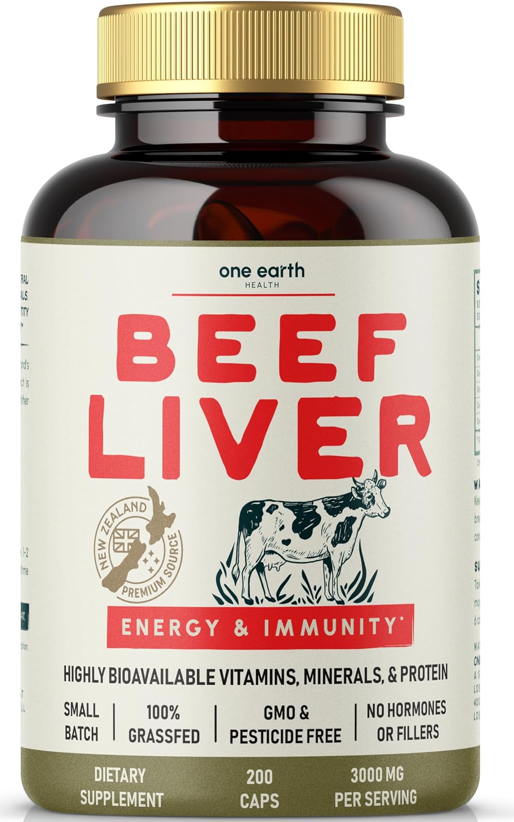One Earth Health grass fed beef liver capsules