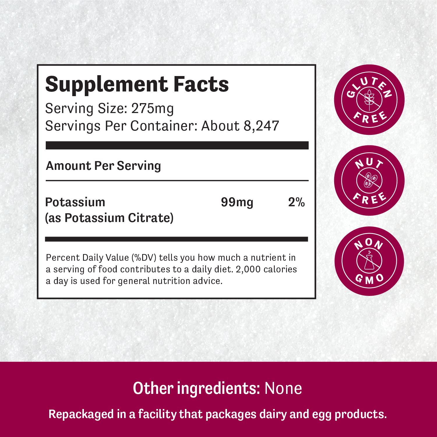 one ingredient potassium supplement