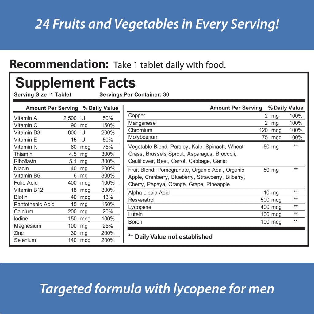 one month supply of vitamins for men