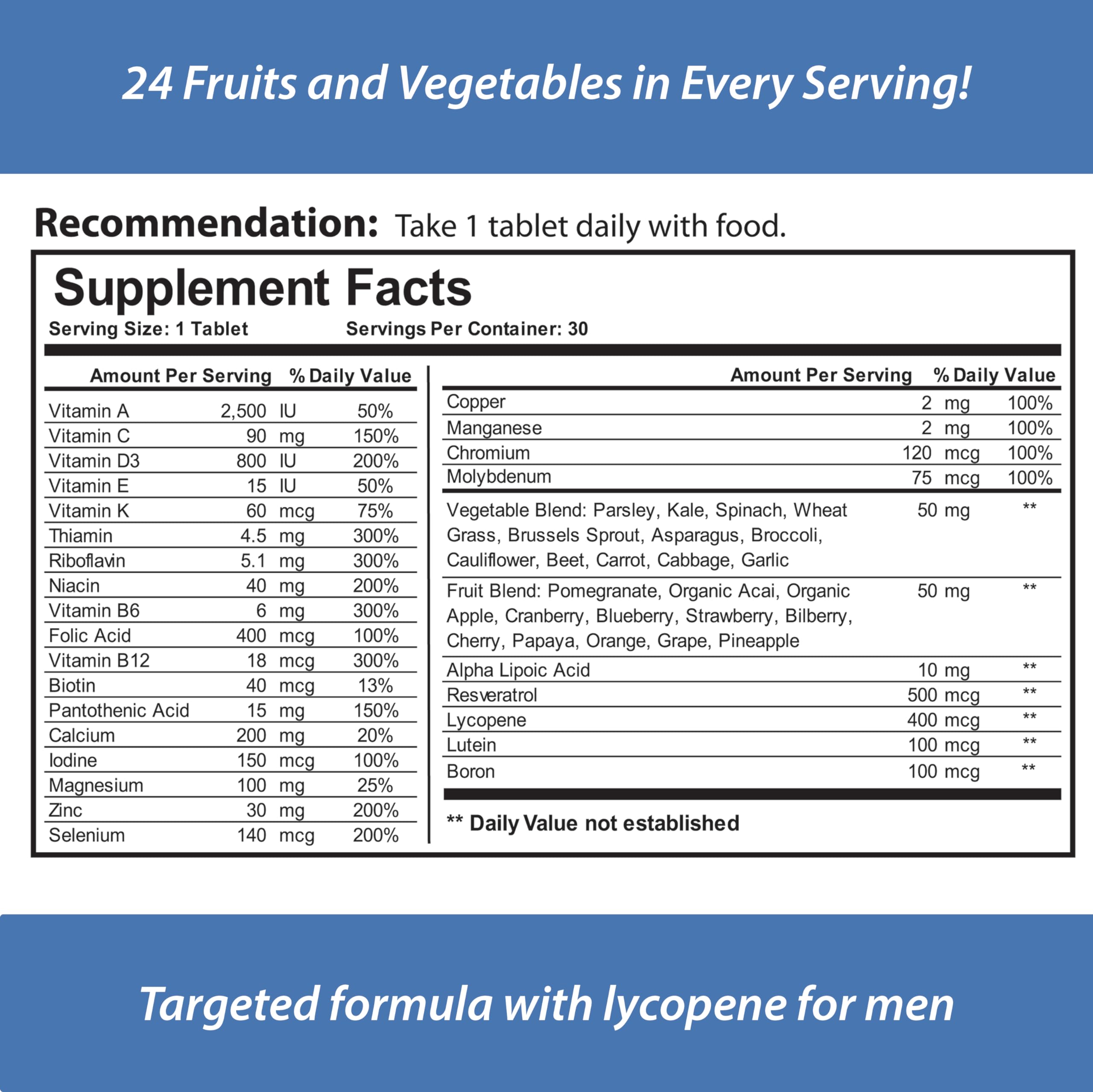one month supply of vitamins for men