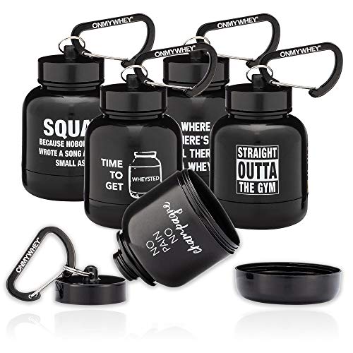 OnMyWhey protein powder keychain set