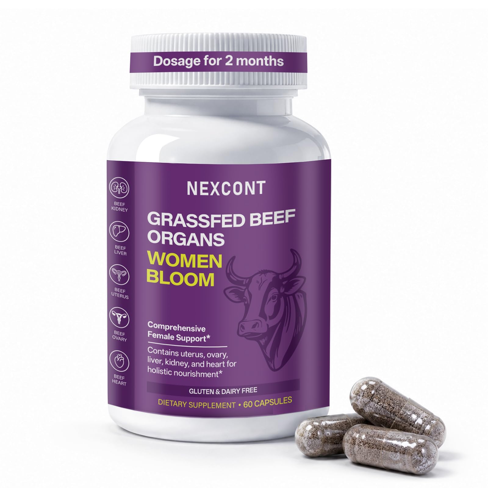 Oopeatol beef organ supplement capsules