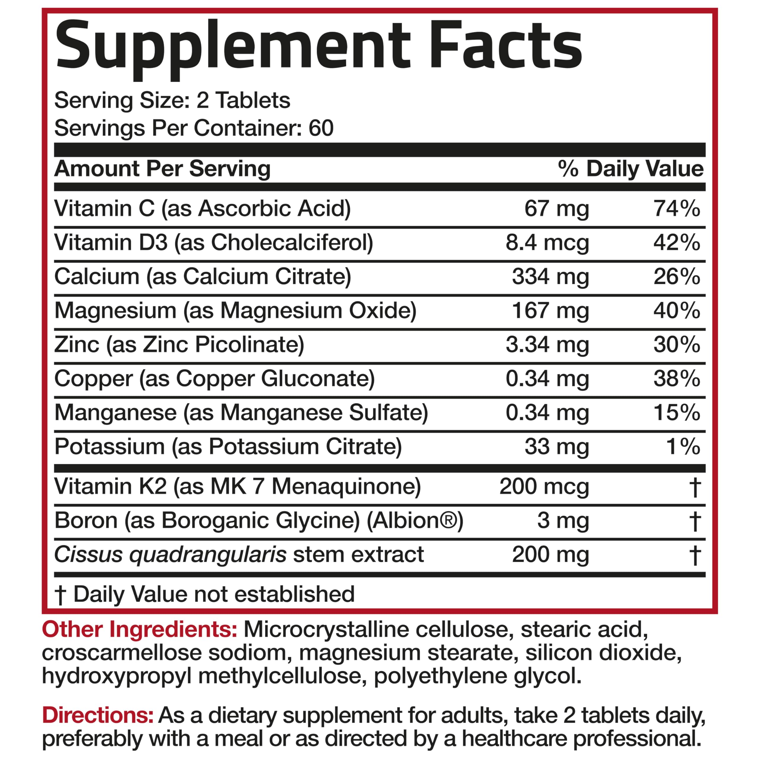 Optimal bone health with high potency formula