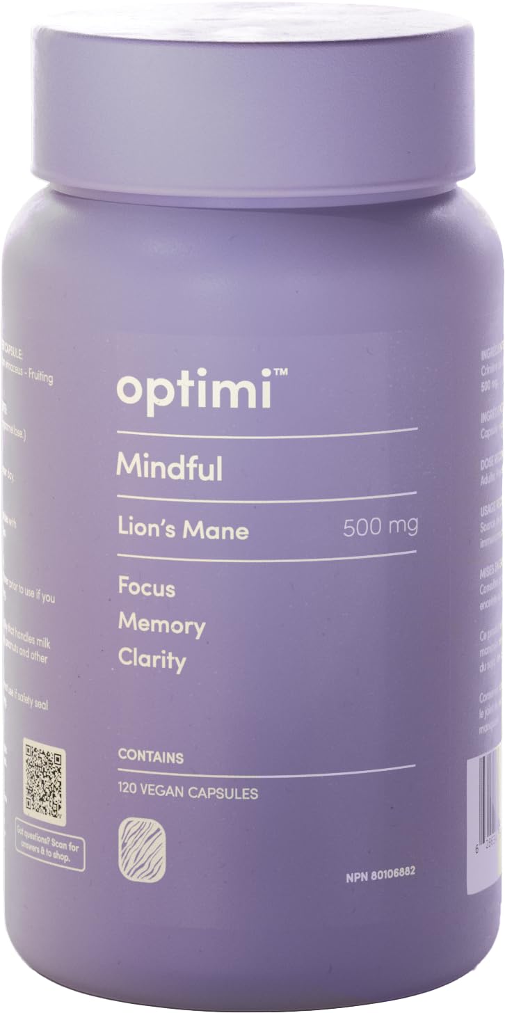 Optimi Mindful Lion's Mane mushrooms for cognitive health