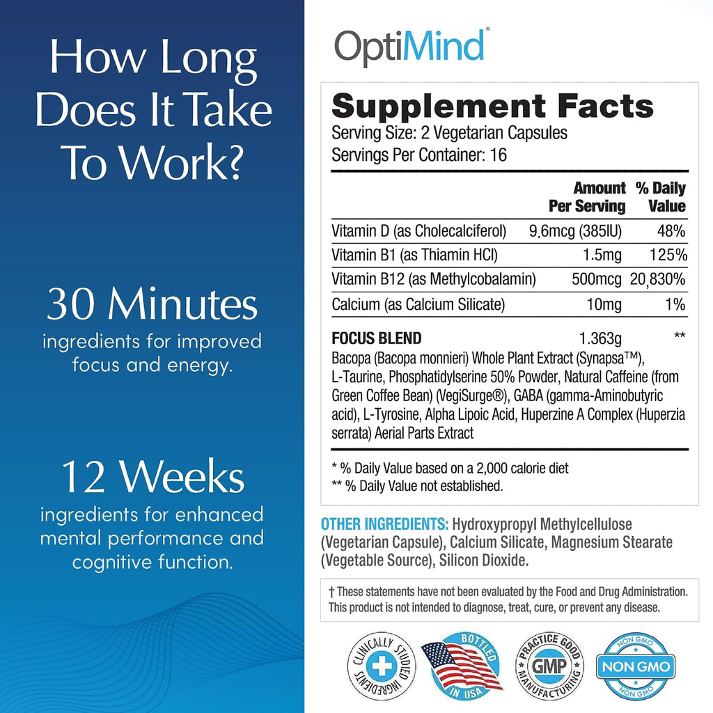 Optimind brain supplement for productivity