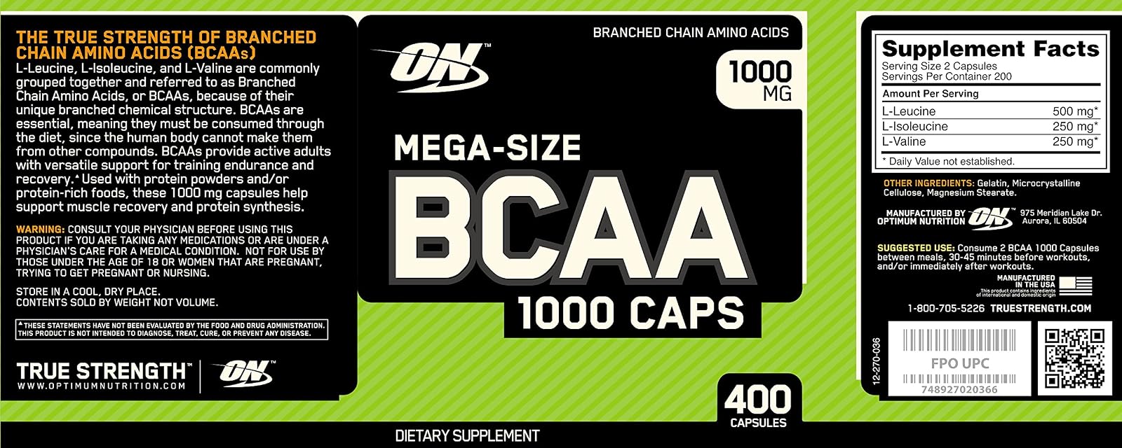 Optimum Nutrition BCAA capsules for energy