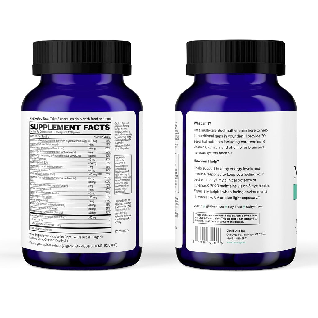 Ora Organic vegan multivitamin capsules