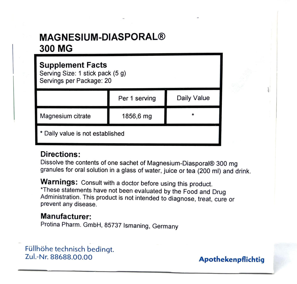 Oral solution for magnesium deficiency