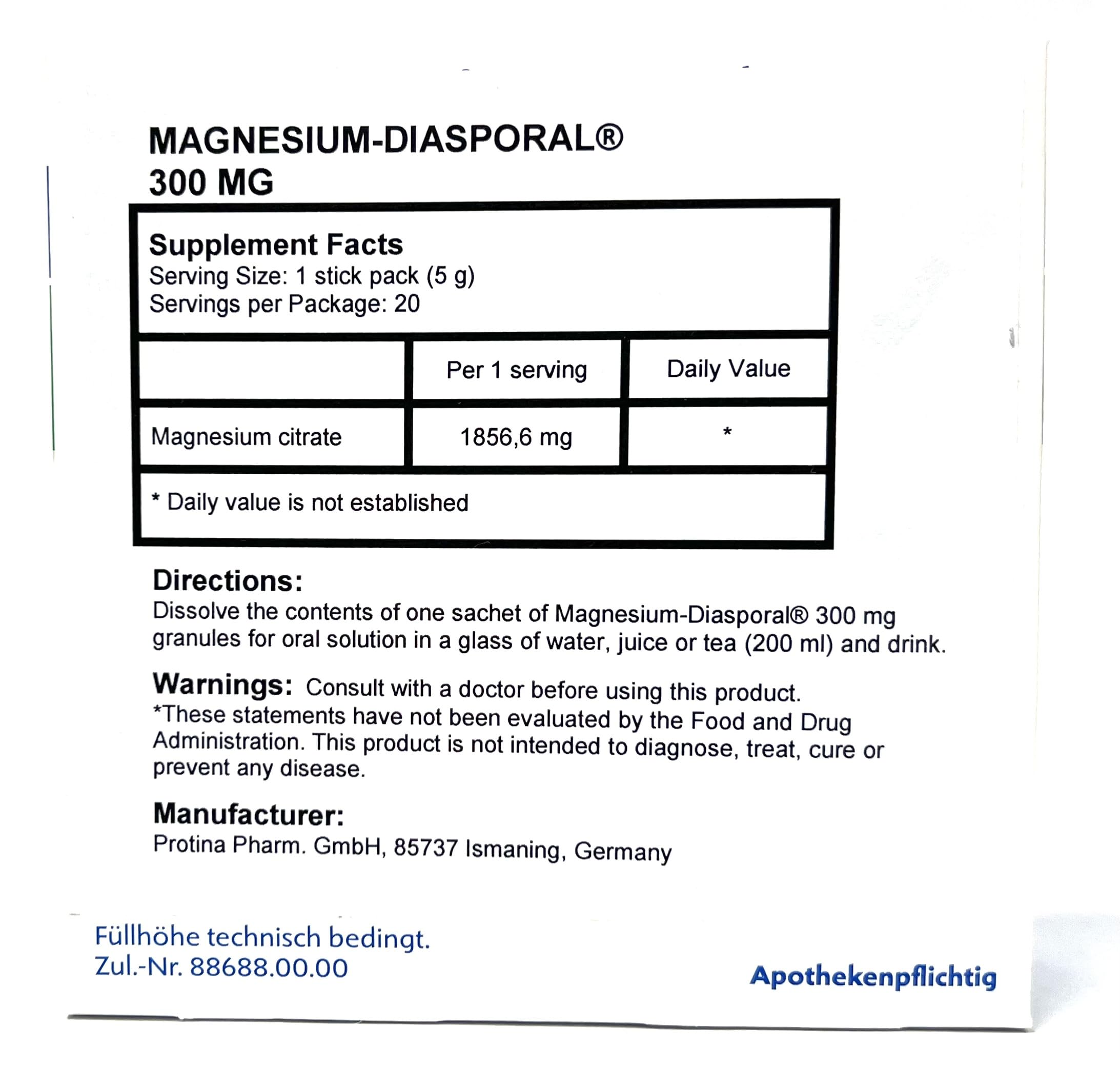 Oral solution for magnesium deficiency