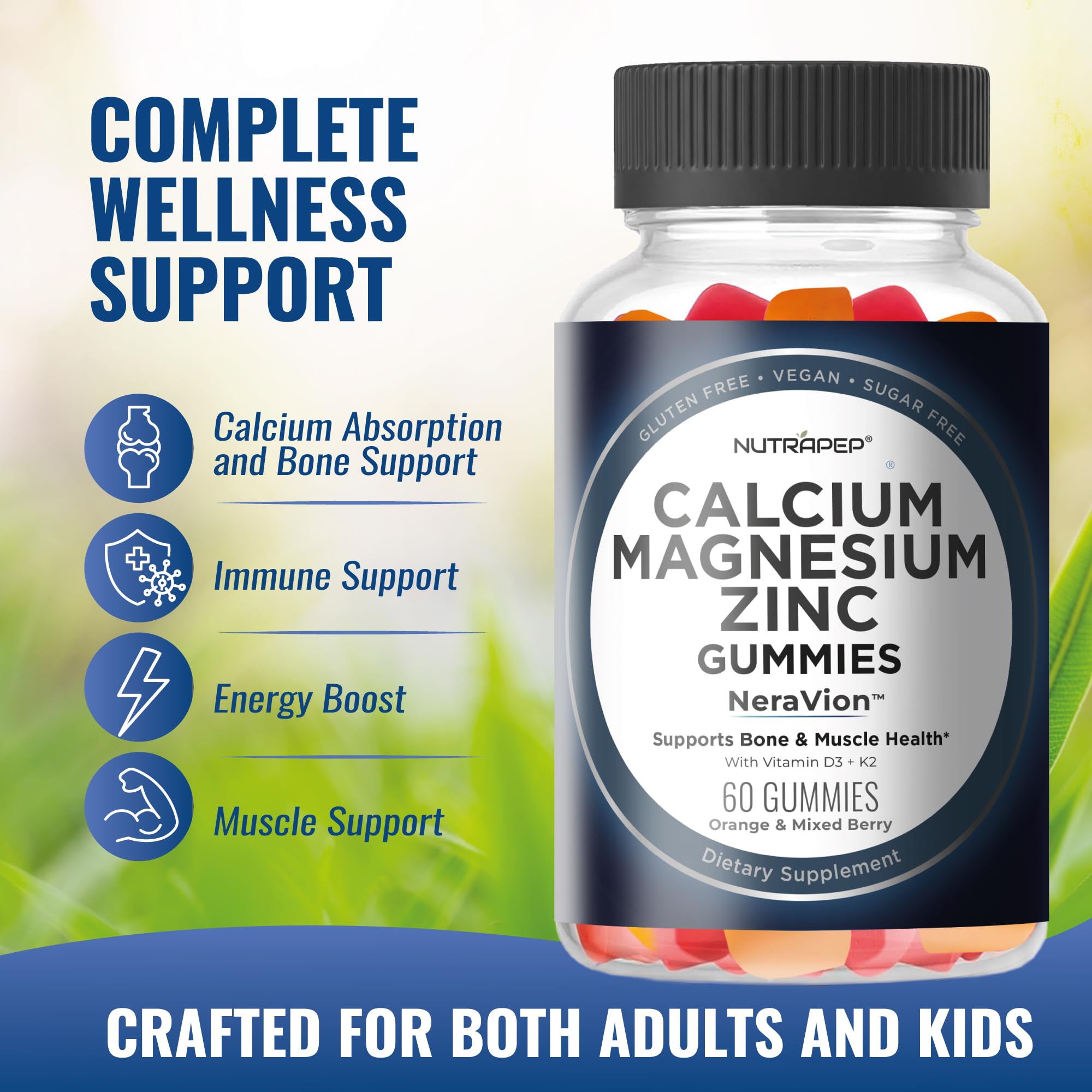 Orange berry flavour calcium gummies