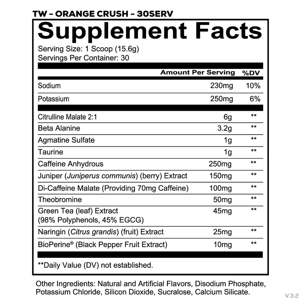 Orange Crush flavour pre-workout supplement