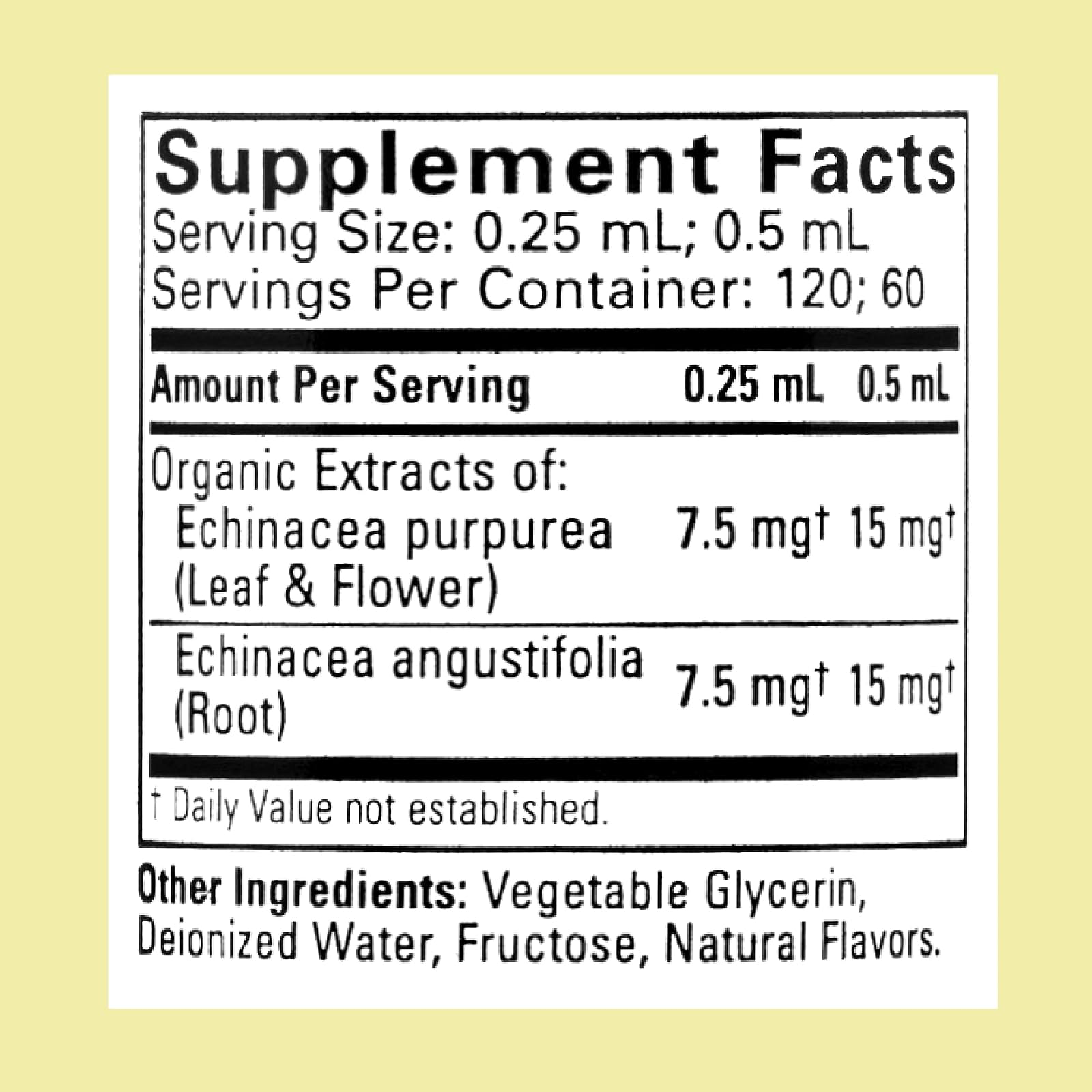 orange flavor echinacea liquid supplement